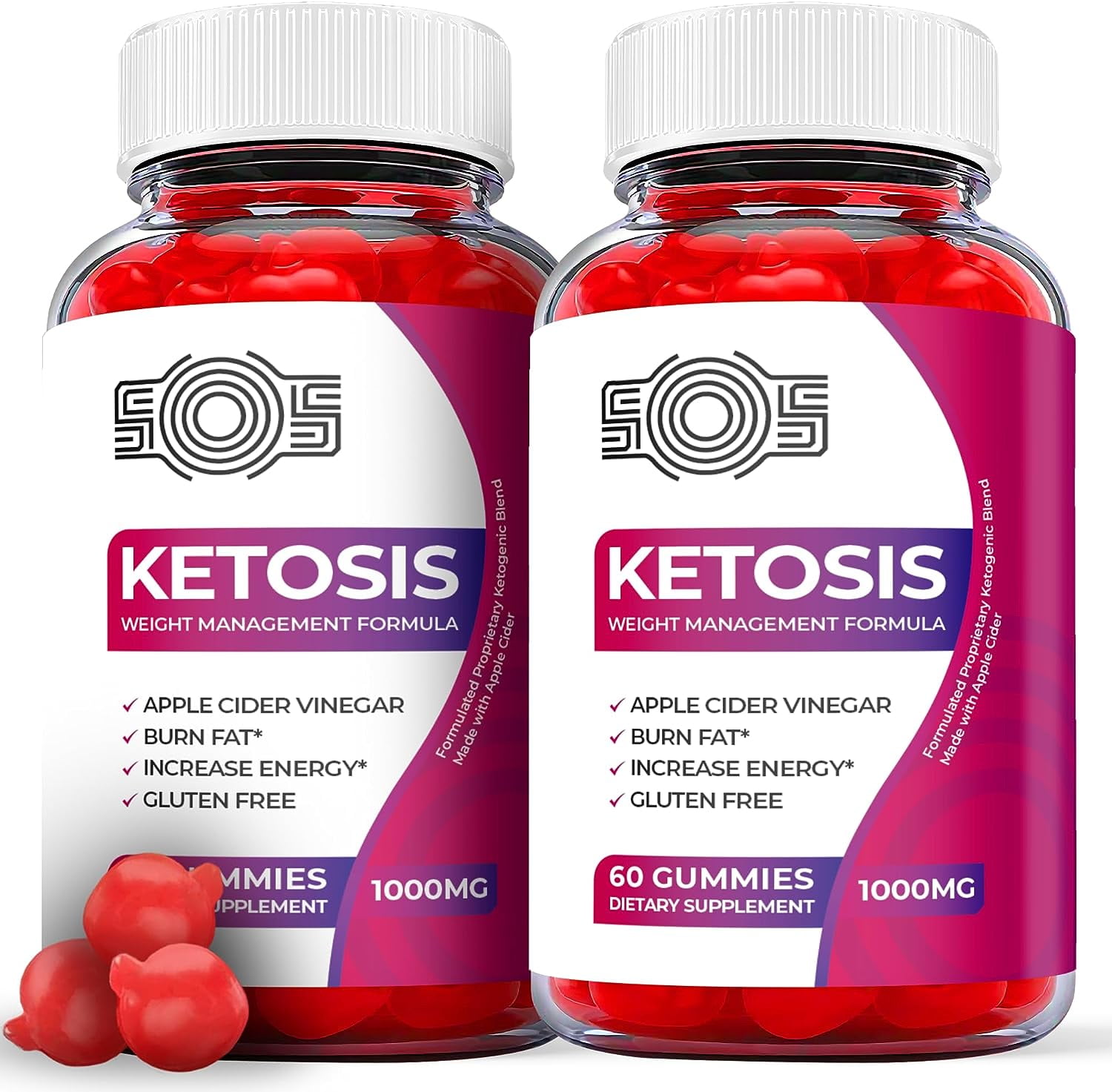 (2 Pack) SOS Ketosis Keto ACV Gummies - Supplement for Weight Loss - Energy & Focus Boosting ...