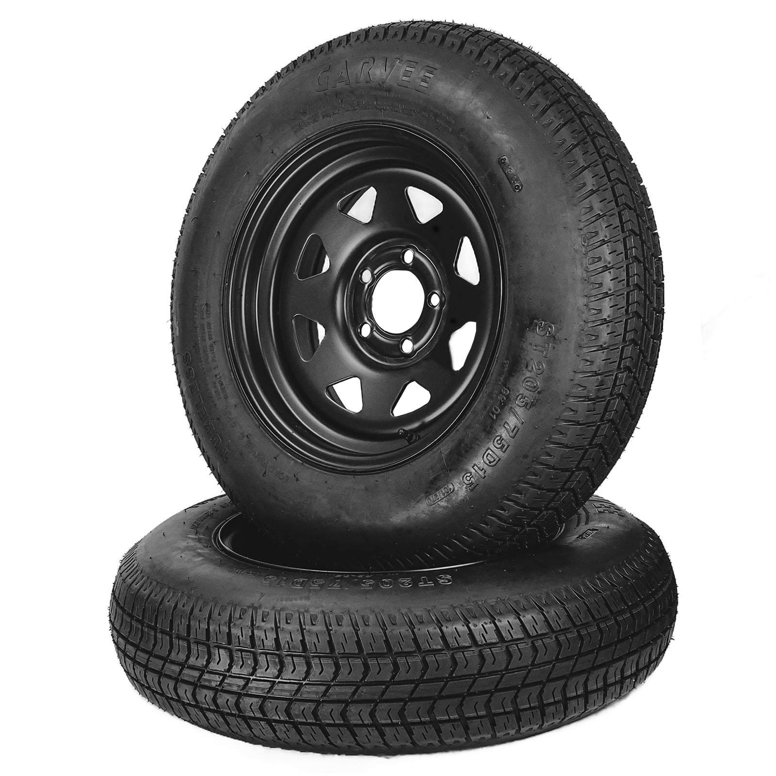 2-Pack ST205/75D15 Trailer Tires and Rims, 6PR Load Range C, 5 Lug ...