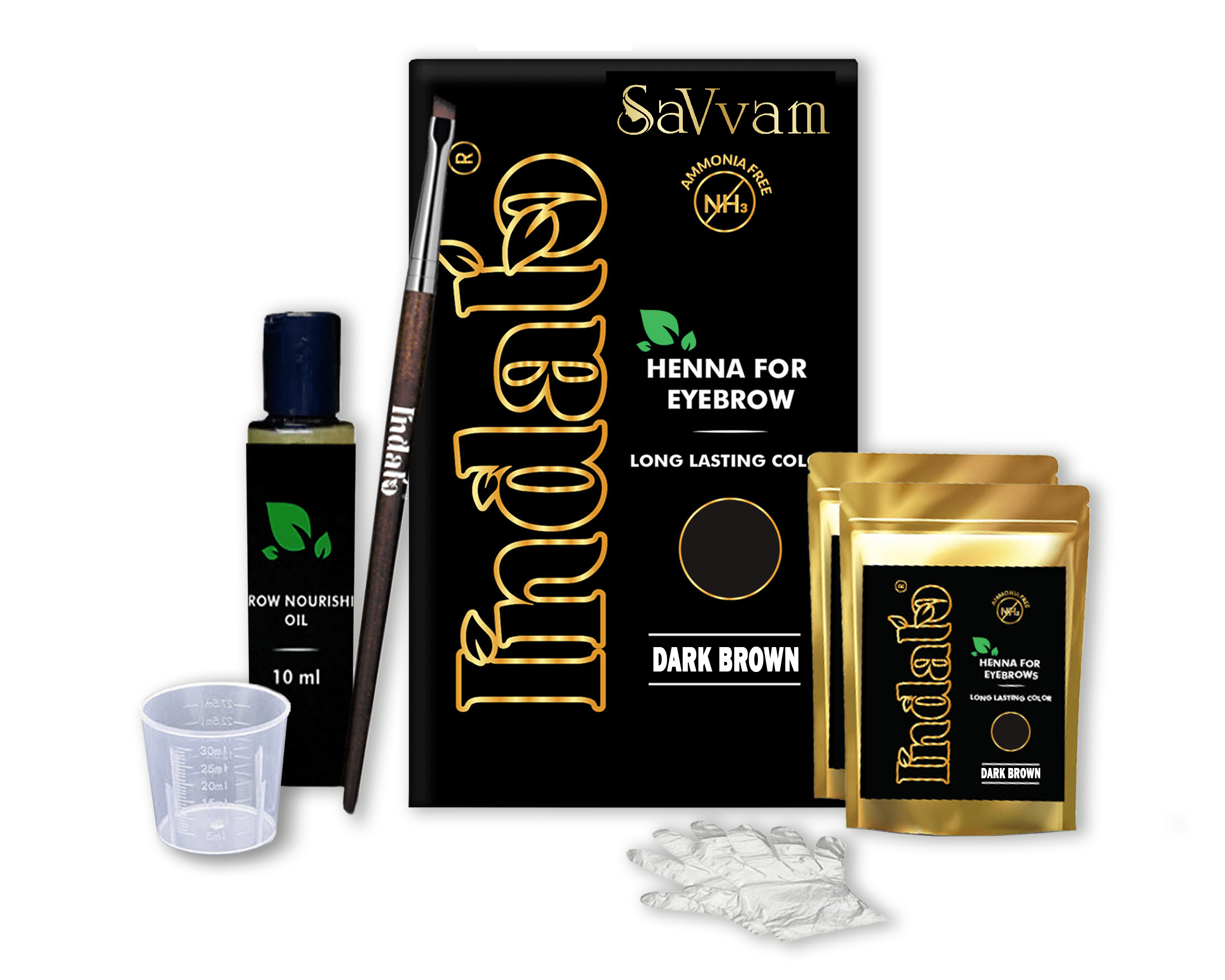 2 Pack SaVvam Eyebrow Henna Kit - 10 grams Multiple Use - Brow Tint for ...