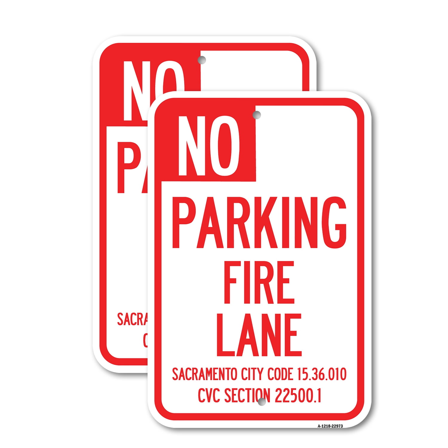 (2 Pack) Sacramento No Parking Fire Lane Sign City Code 15.36.010 CVC ...