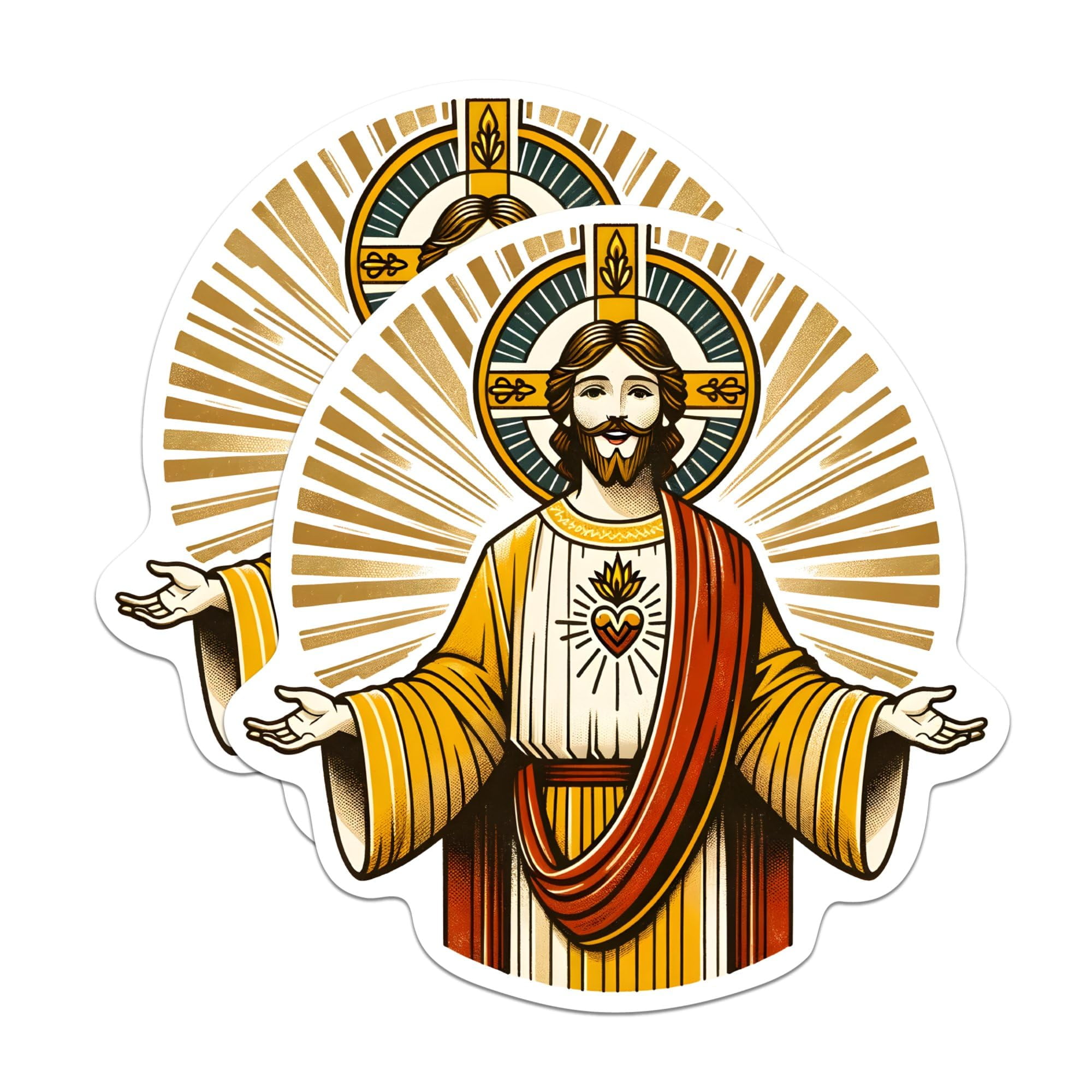 (2 Pack) Sacred Heart Of Jesus Stickers - Religious Vinyl Decals ...
