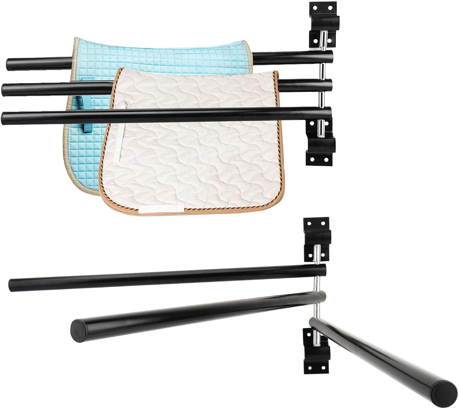 2 Pack Saddle Pad Rack with 3 Bar,Wall Mounted Swinging Horse Blanket ...