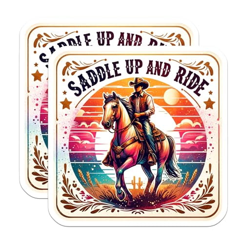 (2 Pack) Saddle Up and Ride Magnets - Western Decor - Cowboy Riding ...