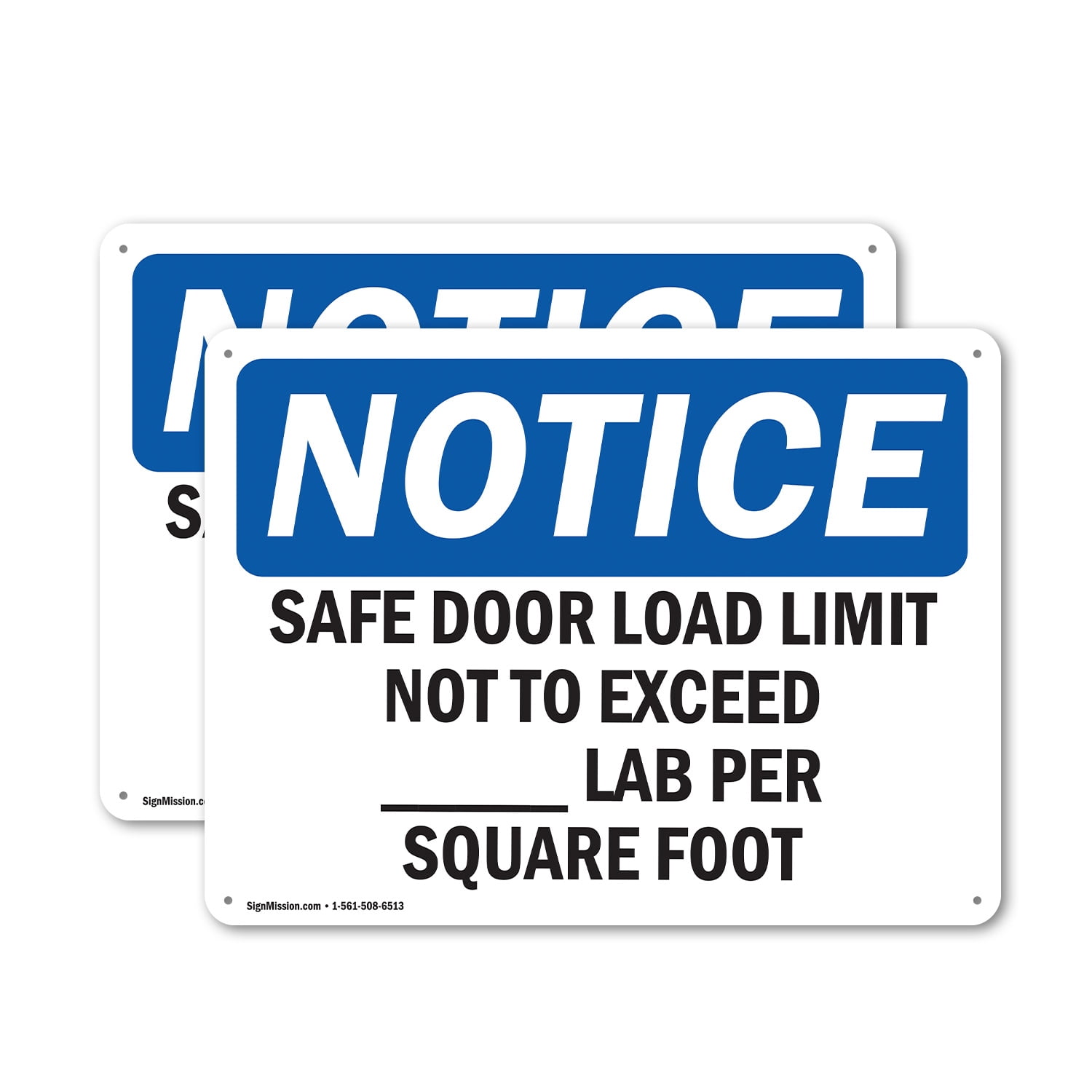(2 Pack) Safe Floor Load Limit Not To Exceed____Lbs OSHA Notice Sign 18 ...