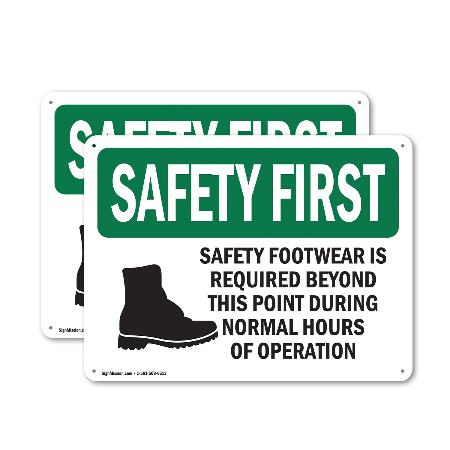 (2 Pack) Safety Footwear Is Required With Symbol OSHA Safety First Sign ...