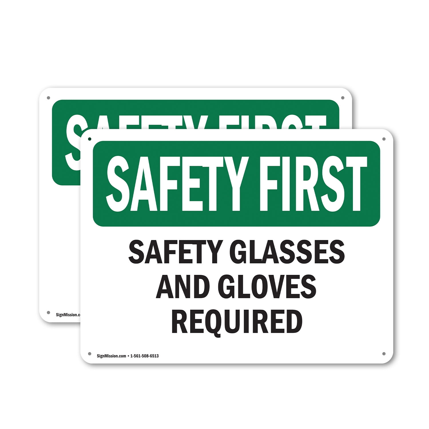 (2 Pack) Safety Glasses And Gloves Required OSHA Safety First Sign 14 ...