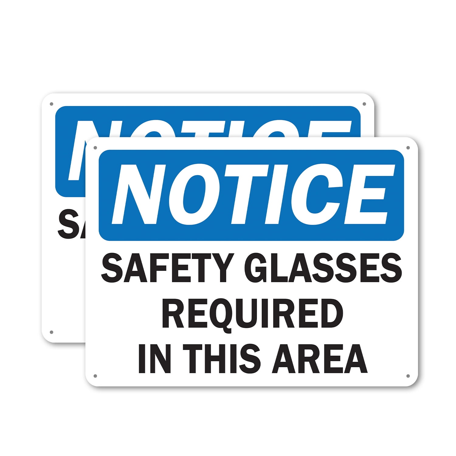 (2 Pack) Safety Glasses OSHA Notice Sign 14 Inch X 10 Inch Plastic Sign ...