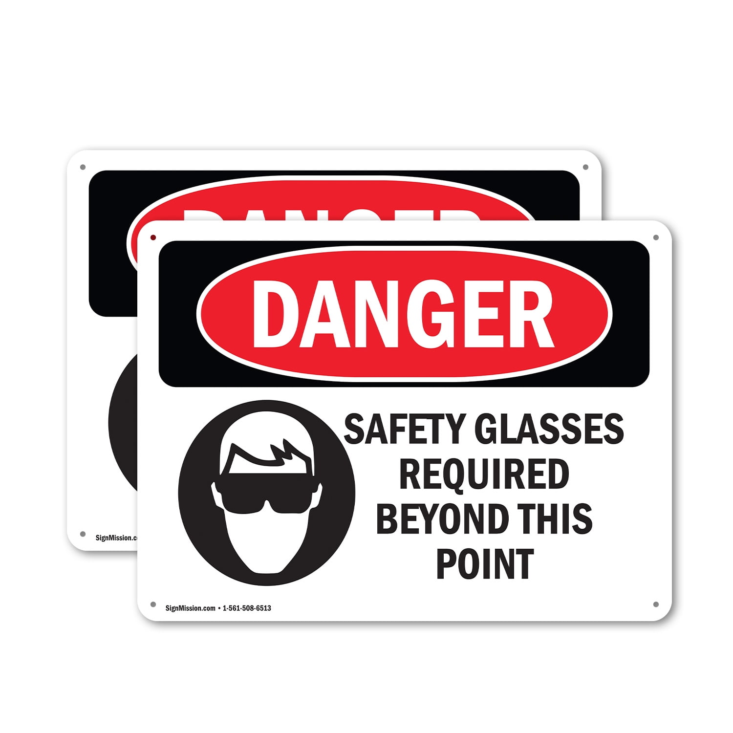 (2 Pack) Safety Glasses Required Beyond This Point OSHA Danger Sign 14 ...