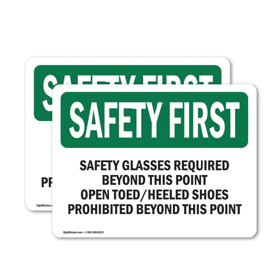 (2 Pack) Safety Glasses Required Beyond This Point OSHA Safety First ...
