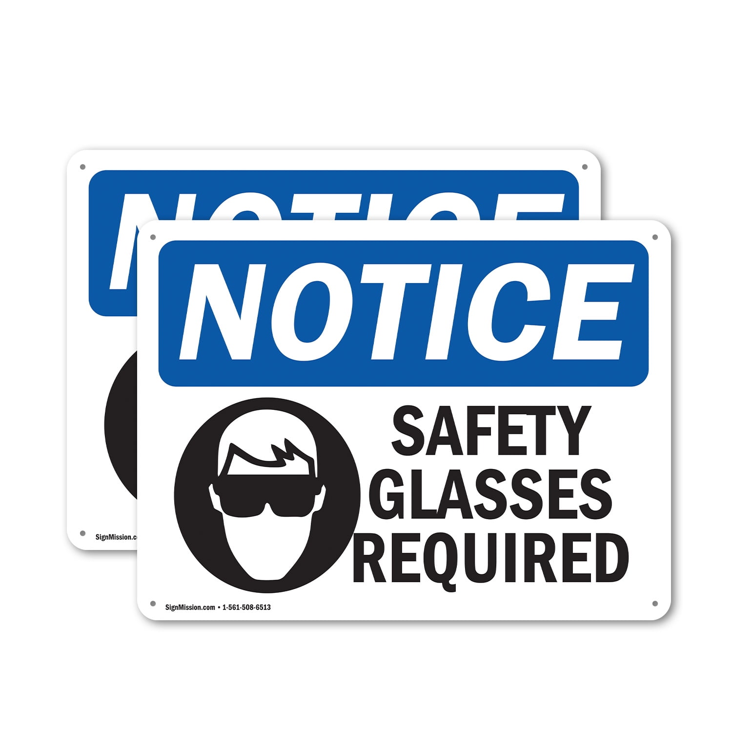 (2 Pack) Safety Glasses Required OSHA Notice Sign 24 Inch X 18 Inch ...