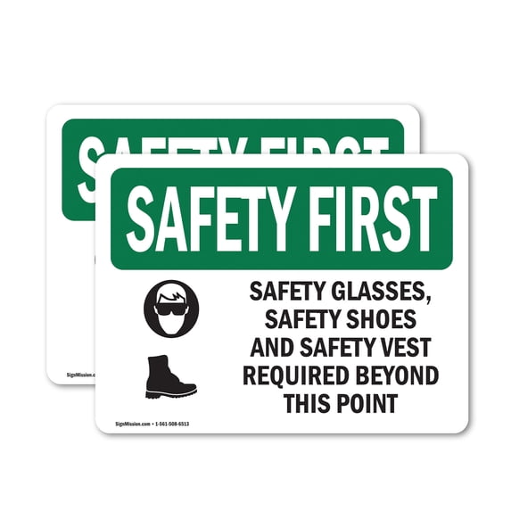 (2 Pack) Safety Glasses Safety Shoes With Symbol OSHA Safety First Sign ...