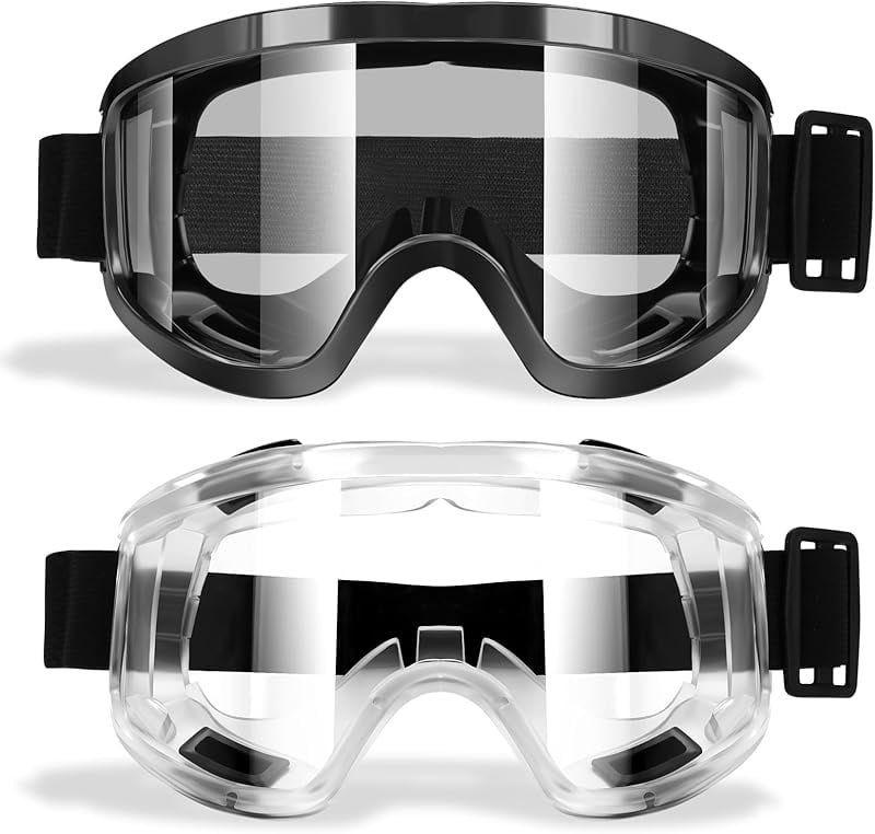 2 Pack Safety Goggles, Adjustable, Lightweight Anti-fog Protective ...