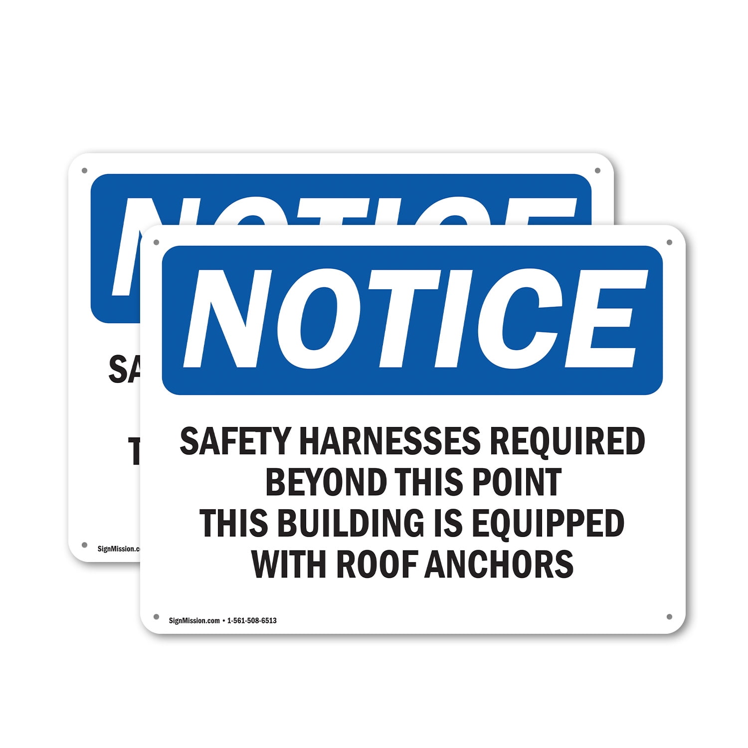 (2 Pack) Safety Harnesses Required Beyond This Point OSHA Notice Sign ...