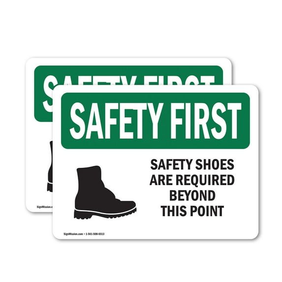 (2 Pack) Safety Shoes Are Required Beyond With Symbol OSHA Safety First ...