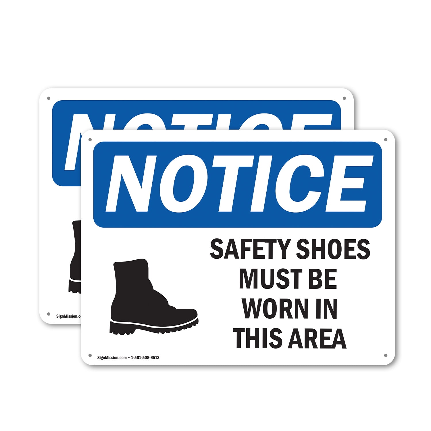 (2 Pack) Safety Shoes Must Be Worn In This Area OSHA Notice Sign 24 ...