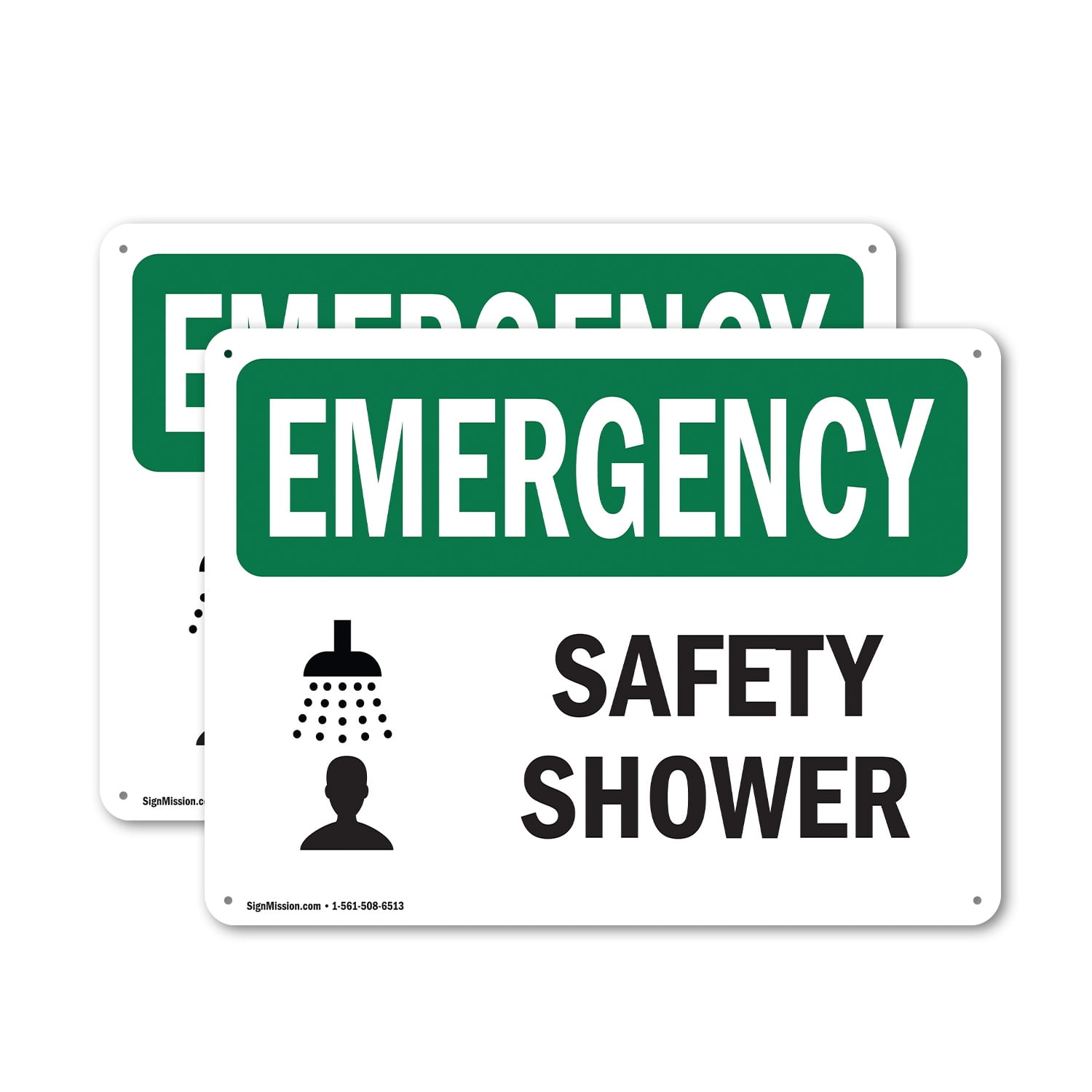 (2 Pack) Safety Shower OSHA Emergency Sign 24 Inch X 18 Inch Indoor ...