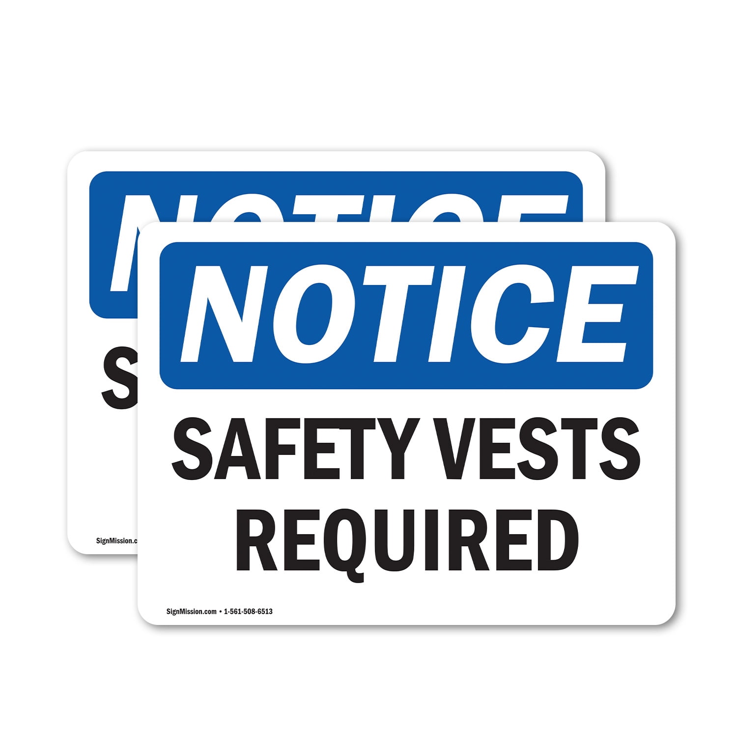 (2 Pack) Safety Vests Required OSHA Notice Sign 24 Inch X 18 Inch Vinyl ...