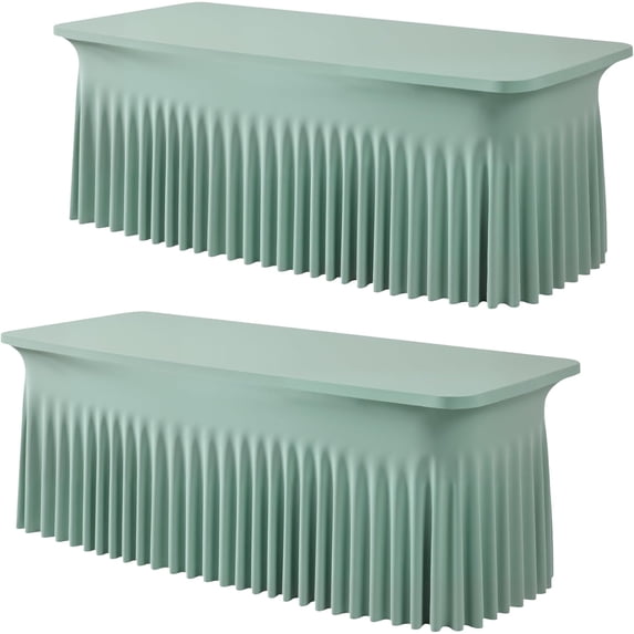 2 Pack Sage Green Fitted Tablecloths for 6ft Rectangle Tables, Wrinkle ...