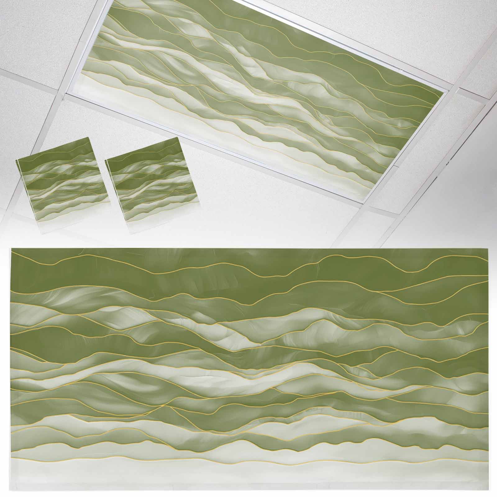 2 Pack Sage Green Fluorescent Light Covers for Ceiling Lights Gradient ...
