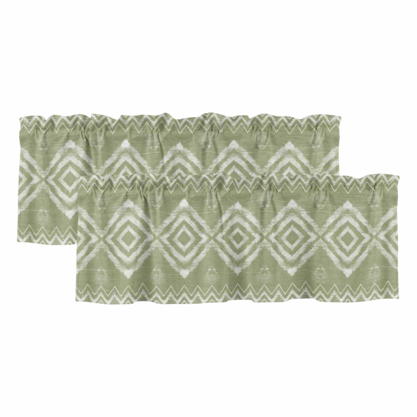 2 Pack Sage Green Geometric Valances for Windows Bedroom Living Room ...