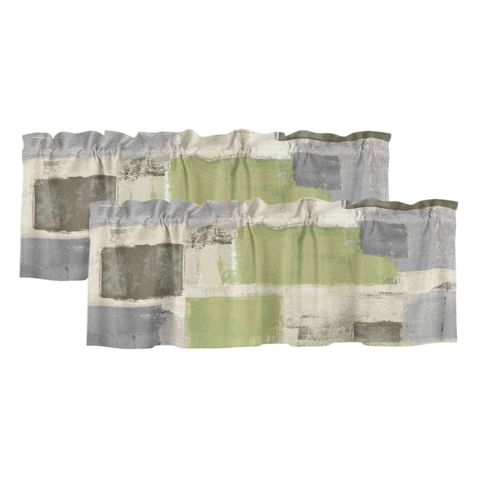 2 Pack Sage Green Paint Valance for Window Abstract Mottled Classic Art ...