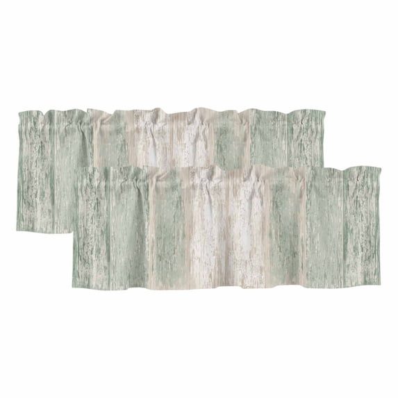 2 Pack Sage Green Planks Valance for Window Farmhouse Vertical Wood ...