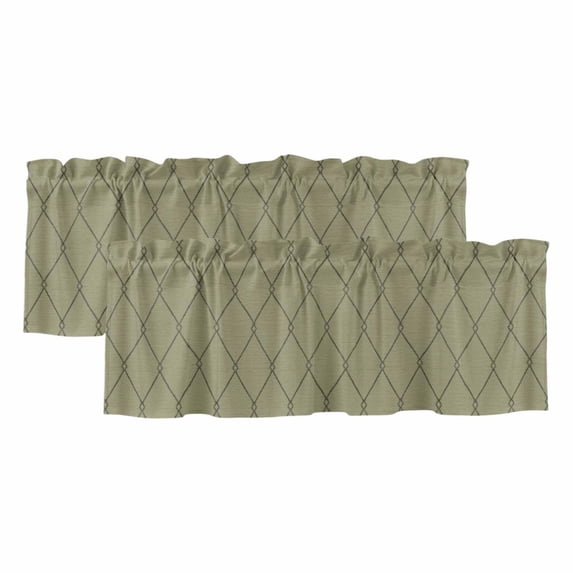 2 Pack Sage Green Quilted Lines Valance for Window Minimalist Rhombus ...