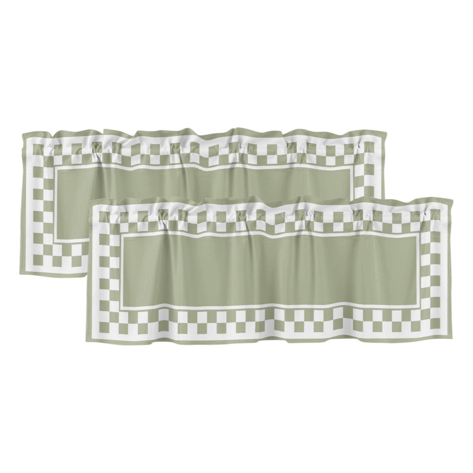 2 Pack Sage Green Square Valance for Window Graphic Retro Green White ...