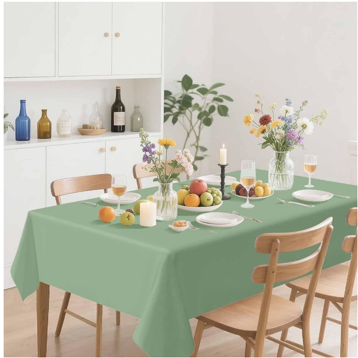 2 Pack Sage Green Tablecloth Disposable 54 x 108 Inch Sage Plastic ...