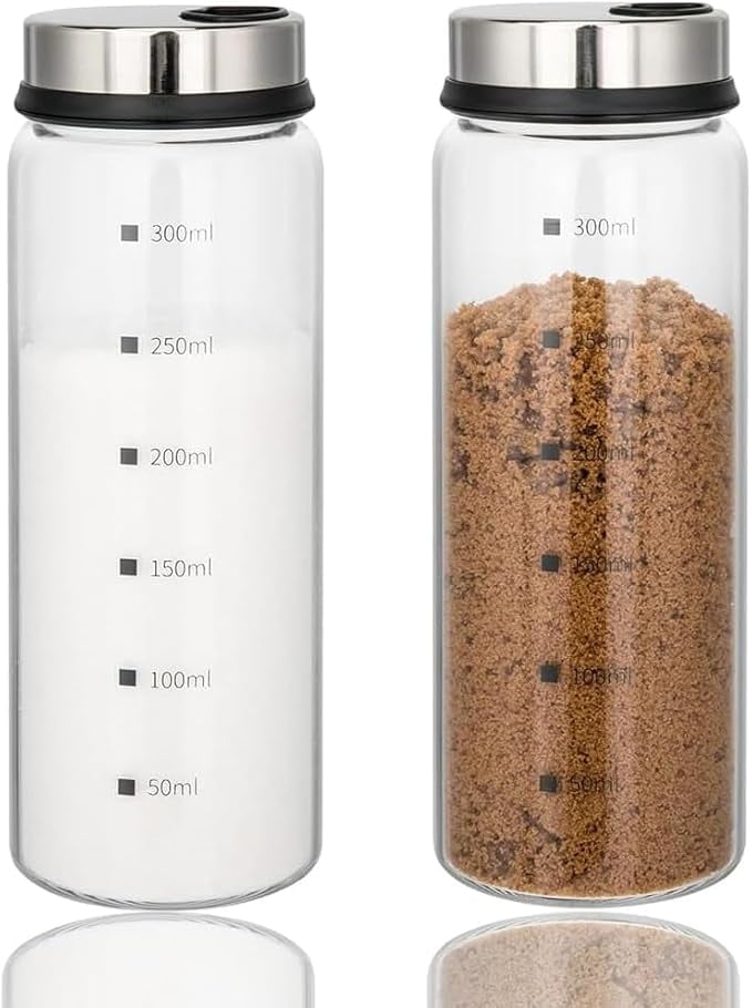 2 Pack Salt and Pepper Shakers, 300ml Spice Jars with Shaker lids, Salt ...