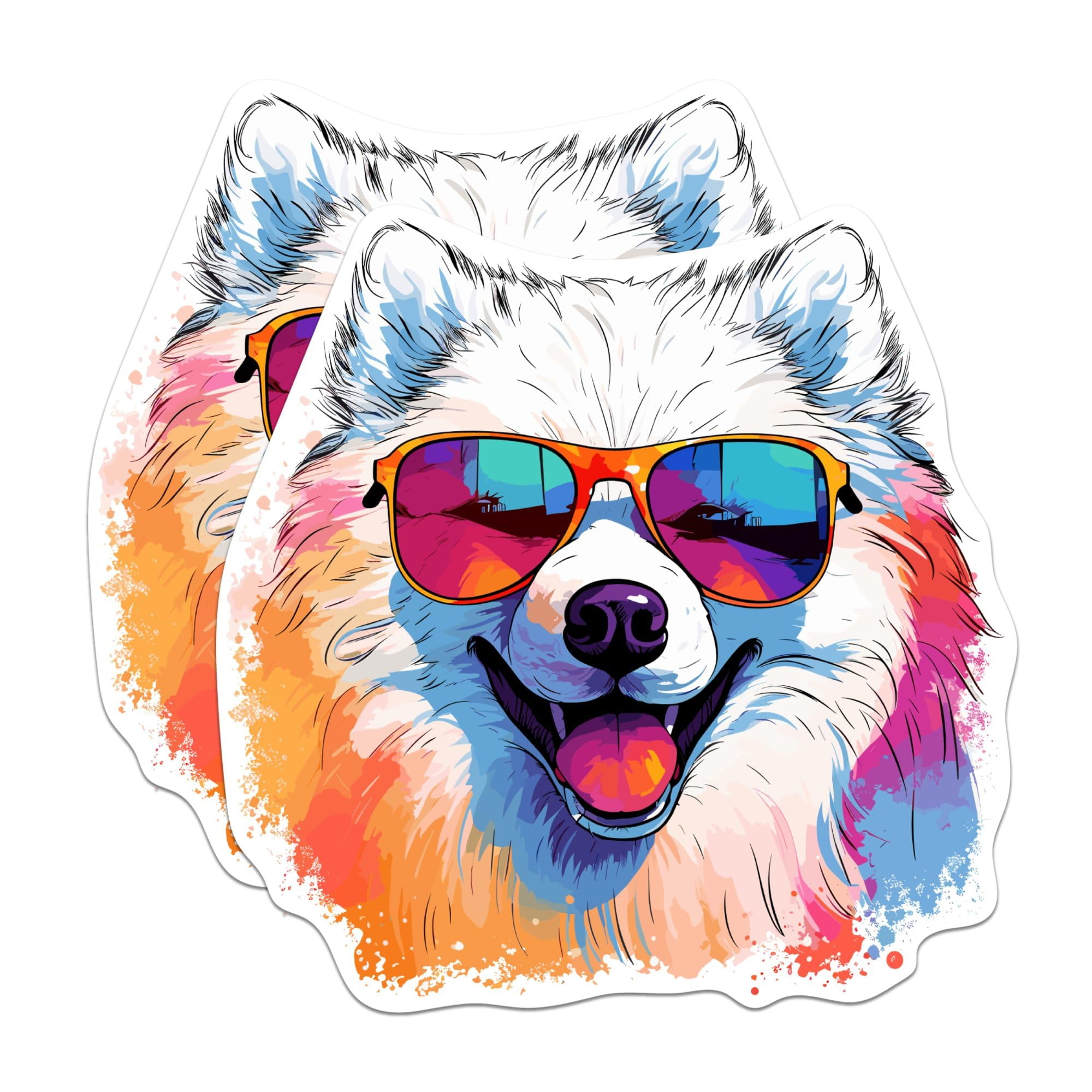 (2 Pack) Samoyed Dog Stickers - Samoyed with Sunglasses - Choose ...