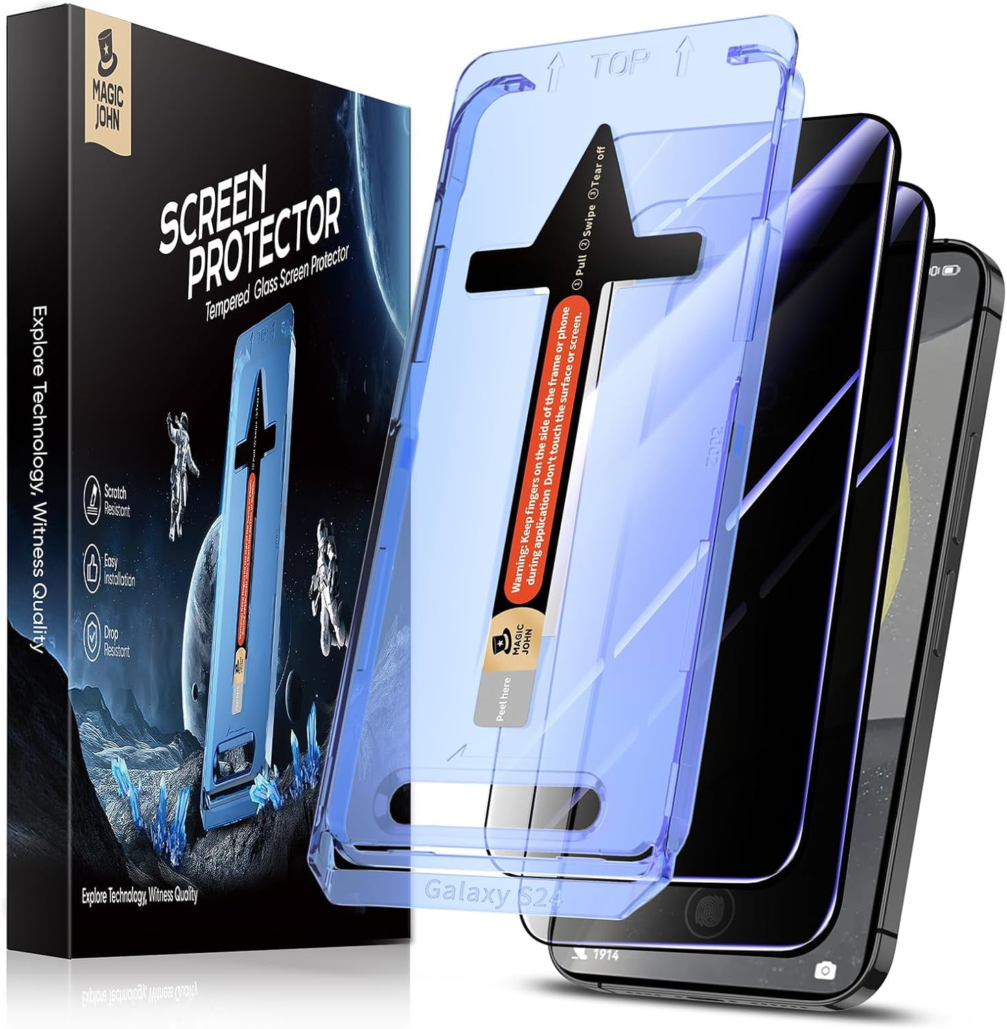 2 Pack for Samsung Galaxy S24 Privacy Glass Screen Protector[Not Ultra ...