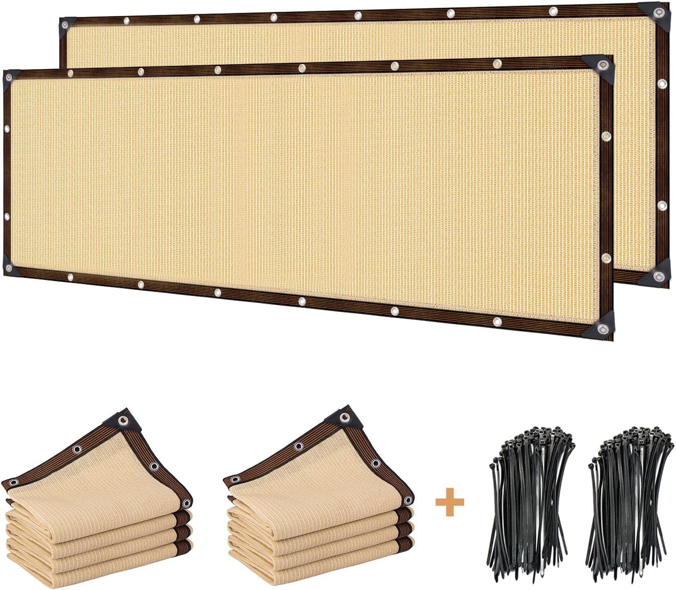 2 Pack Sand Shade Cloth, 3 X 10FT Patio Privacy Screen, 90% Blockage ...