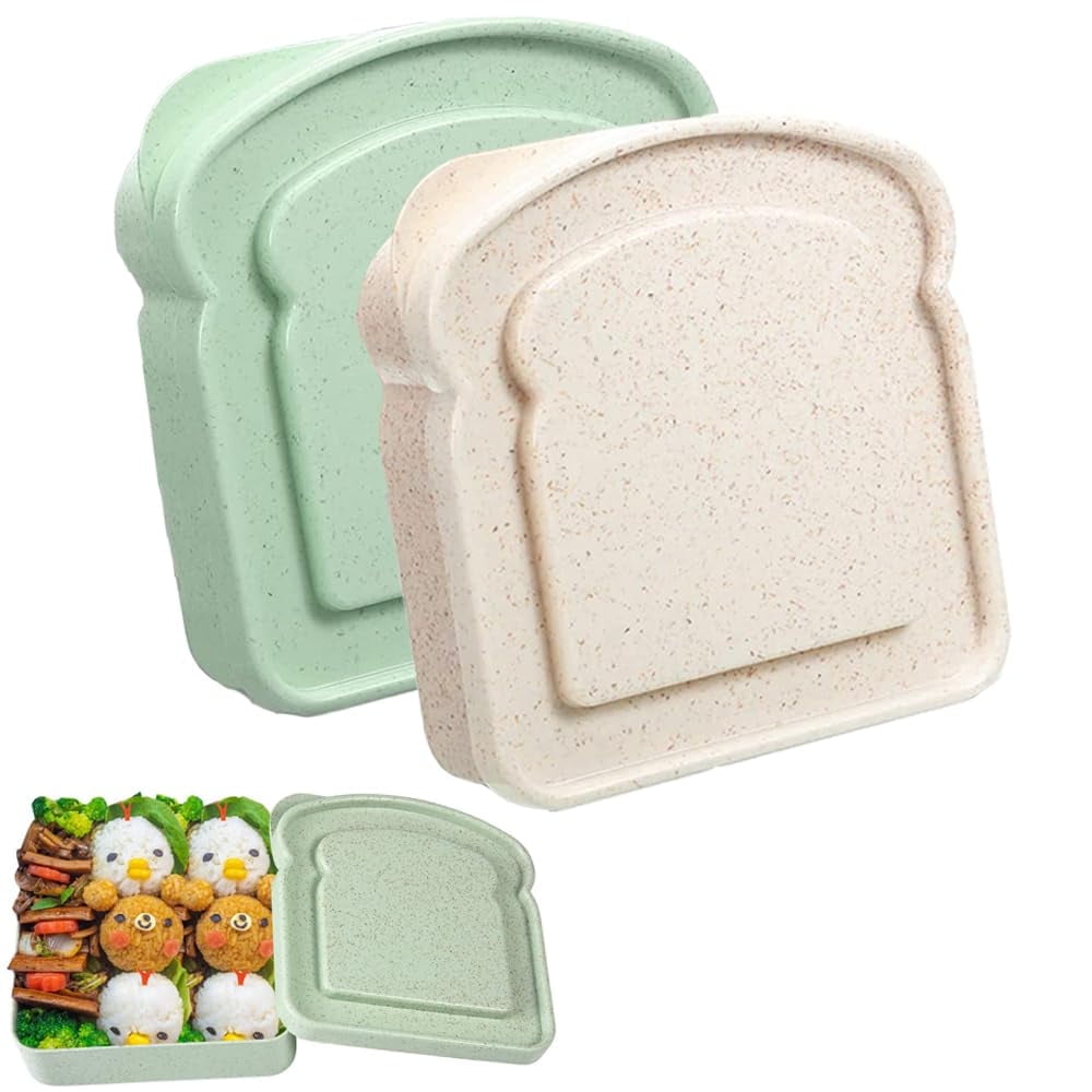 2-Pack Sandwich Containers, BPA-Free Plastic Toast-Shaped Lunch Box ...