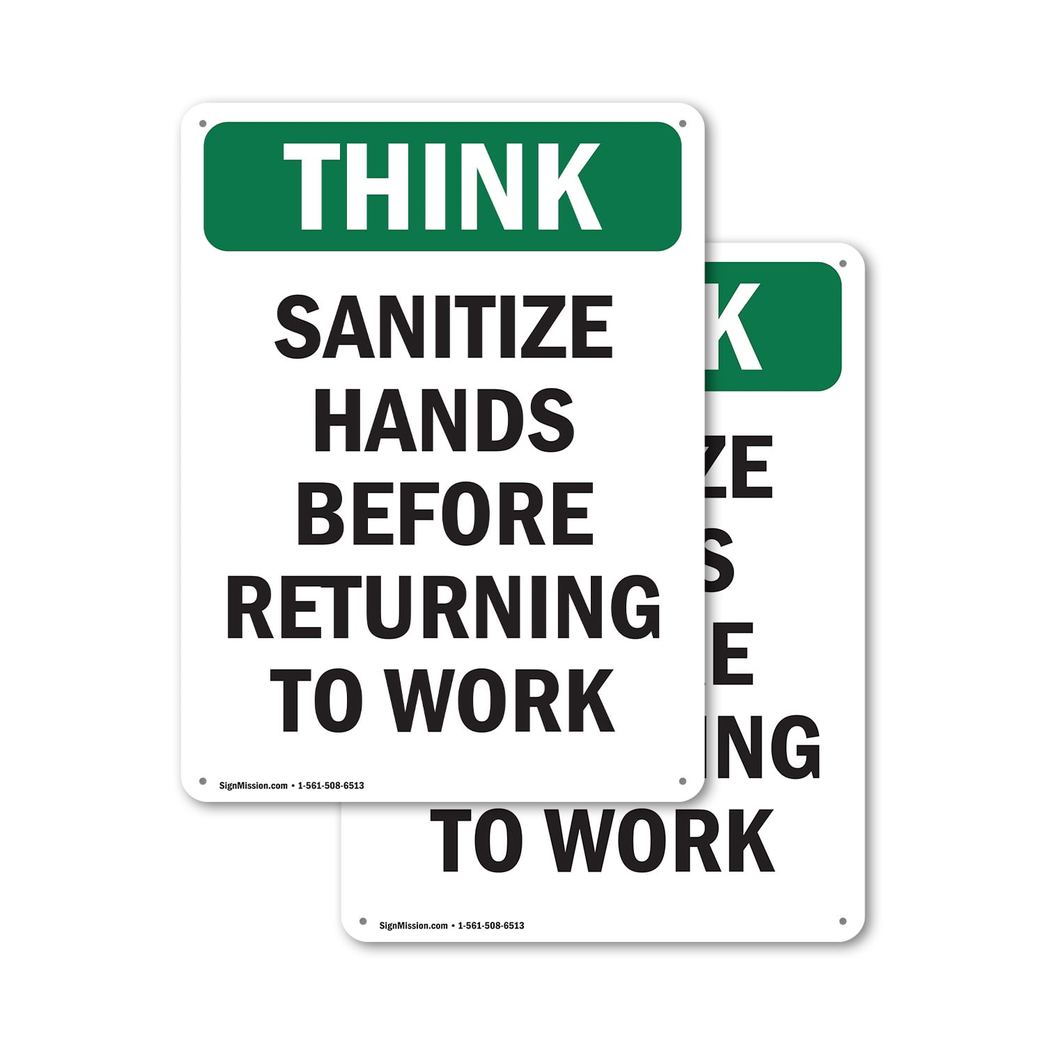 (2 Pack) Sanitize Hands Before Returning To Work OSHA Think Sign 18 ...