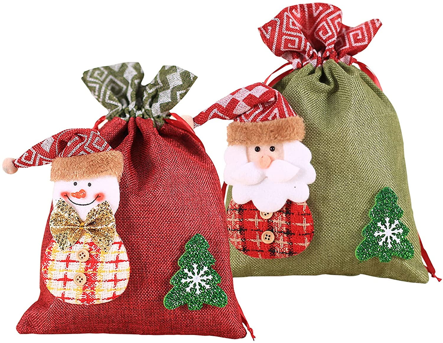 2 Pack Santa Bag Christmas Gift Bags Drawstring Bag Santa Gift Sack ...