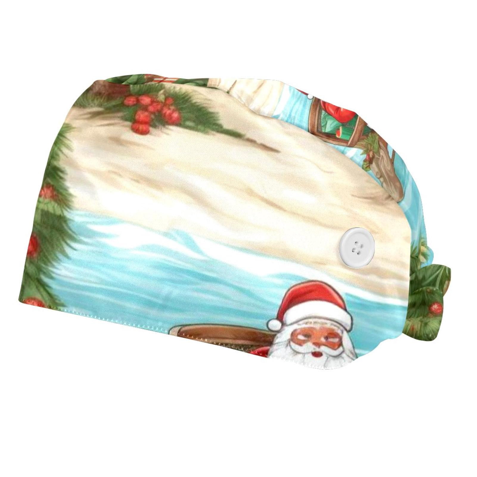 2 Pack Santa Beach Vacation Adjustable Bouffant Caps Hats Working Cap ...