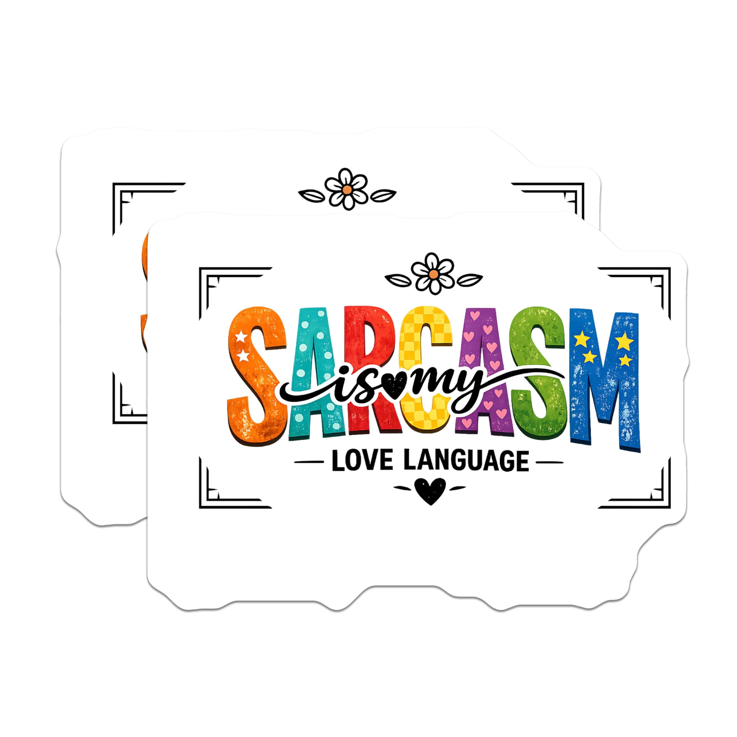 (2 Pack) Sarcasm Love Language Stickers - Funny Saying Decals ...