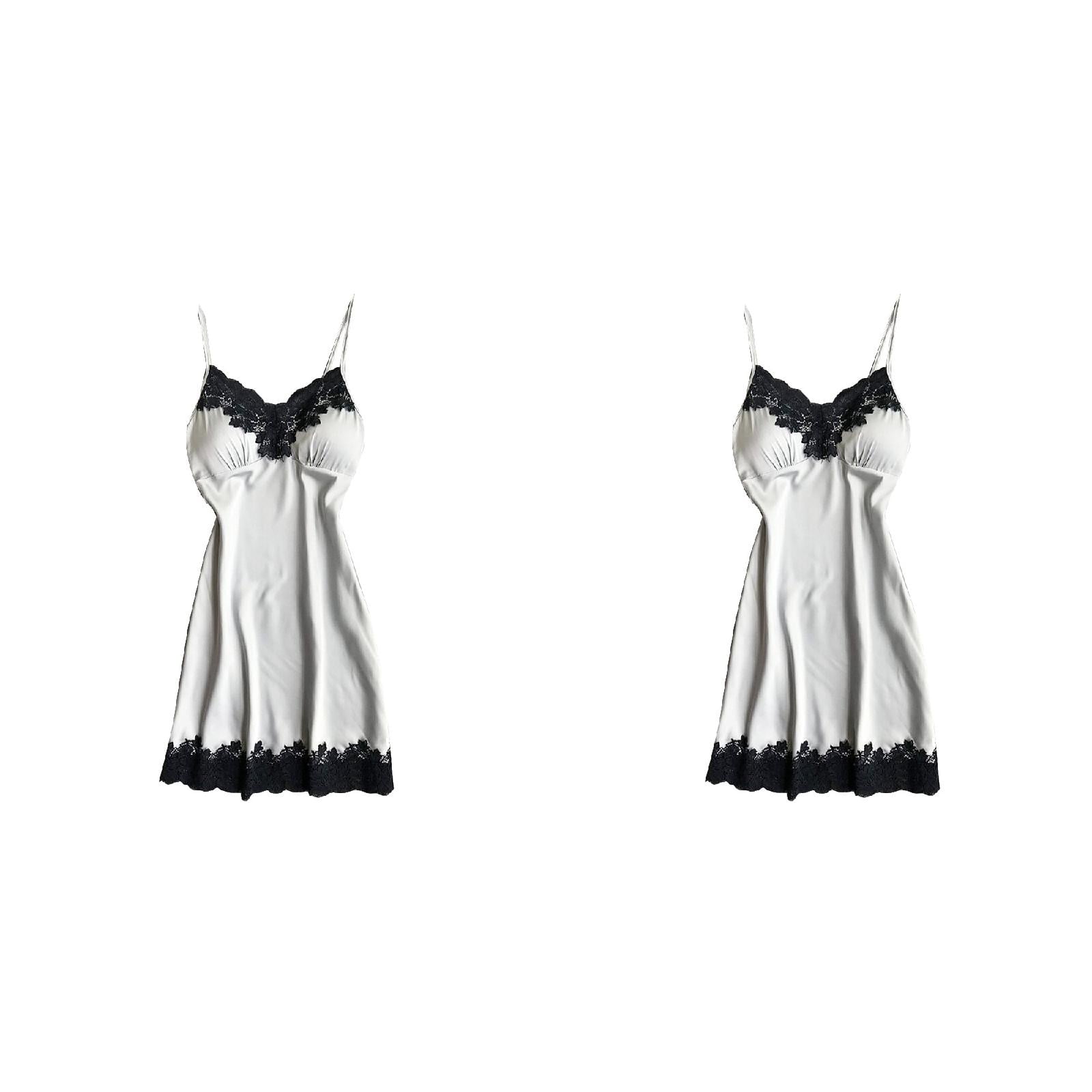 2 Pack,Satin Sleepwear Women Ladies Nightwear Nightdress Lingerie with ...