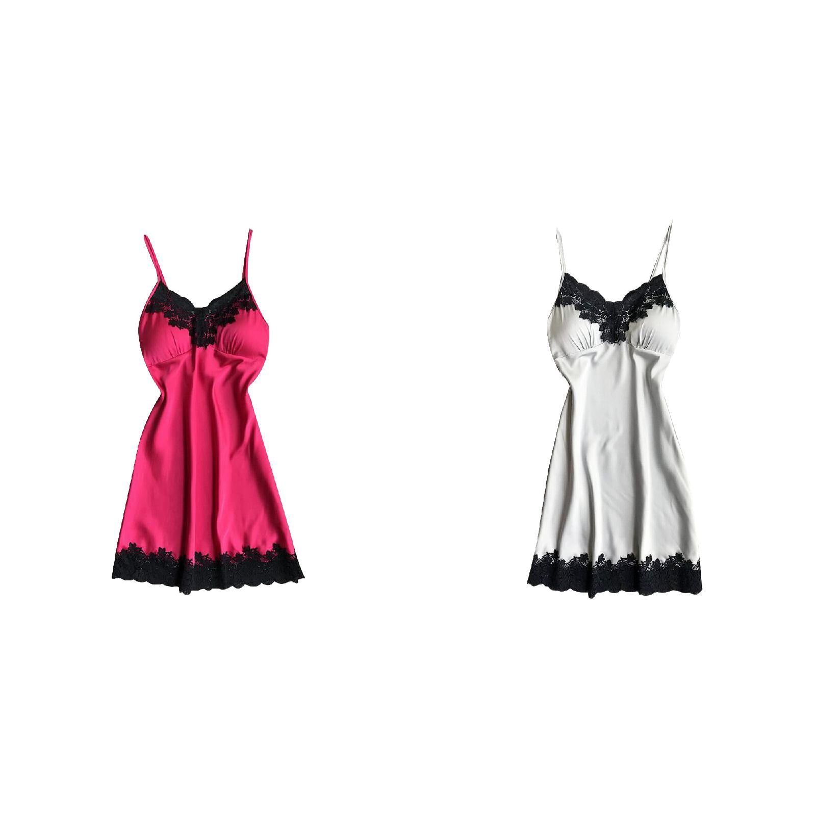 2-Pack,Satin Sleepwear Women Ladies Nightwear Nightdress Lingerie with ...