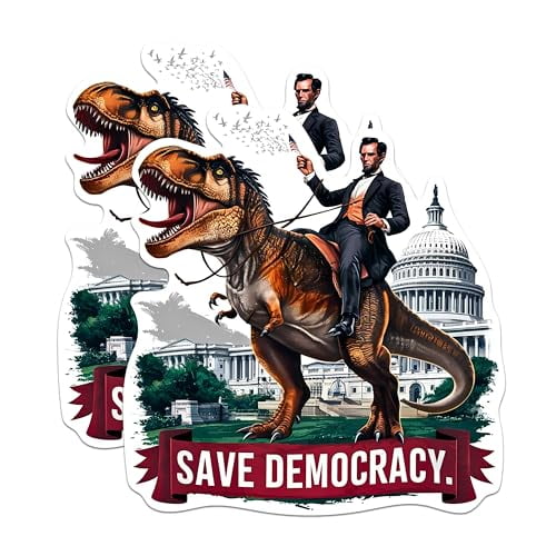 (2 Pack) Save Democracy Abraham Lincoln Riding Dinosaur Stickers - 5 ...