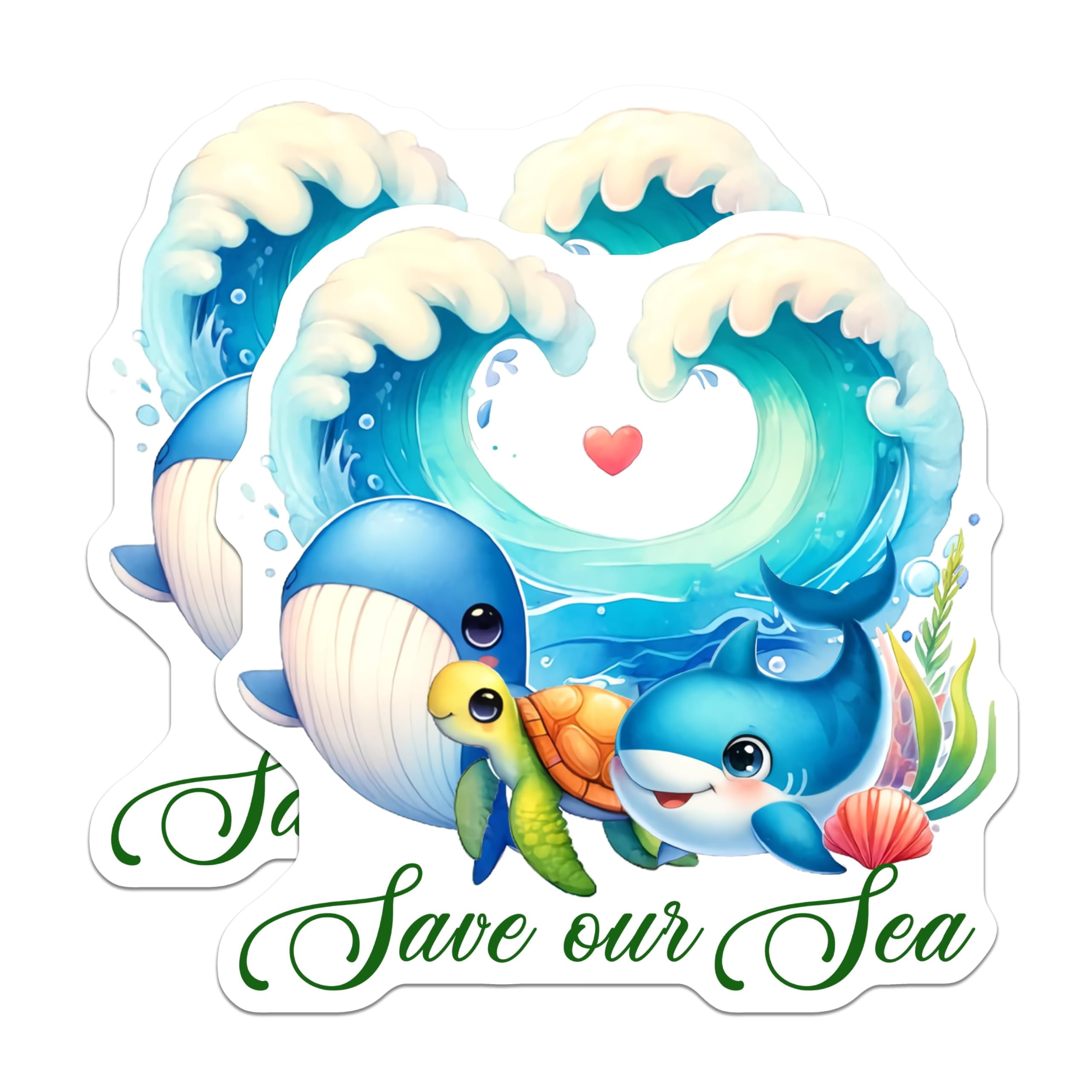 (2 Pack) Save Our Sea Magnets - Cute Ocean Animals - Marine Life ...