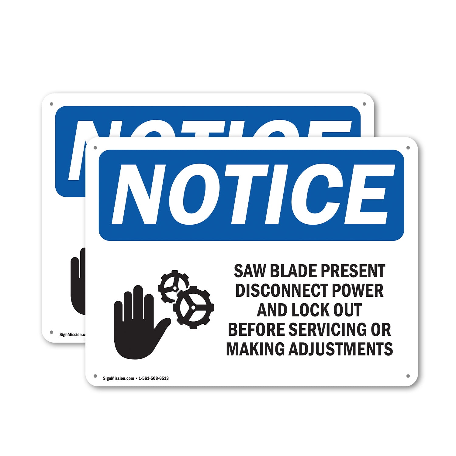 (2 Pack) Saw Blade Present Disconnect OSHA Notice Sign 24 Inch X 18 ...