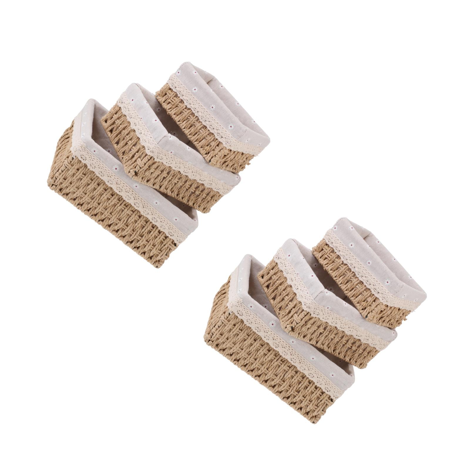 2 Pack Scallop Baskets with Lids Rattan Storage Wicker Cosmetics ...