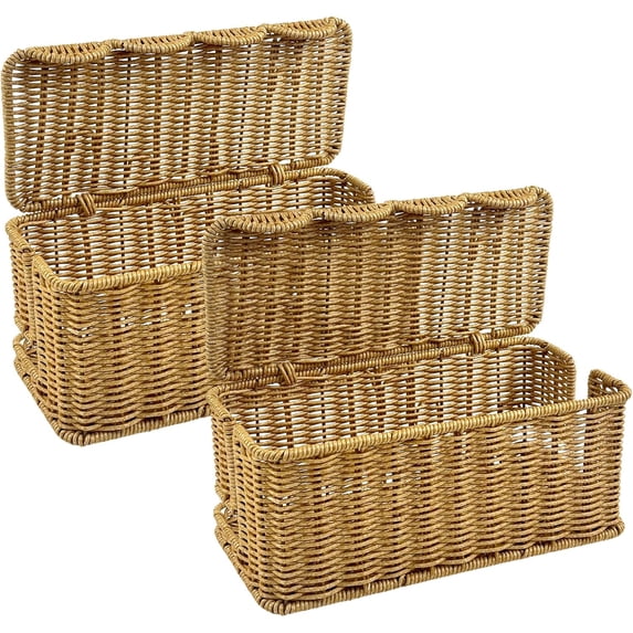 2 Pack Scalloped Edge Cable Management Box Handmade, Plastic Rattan ...