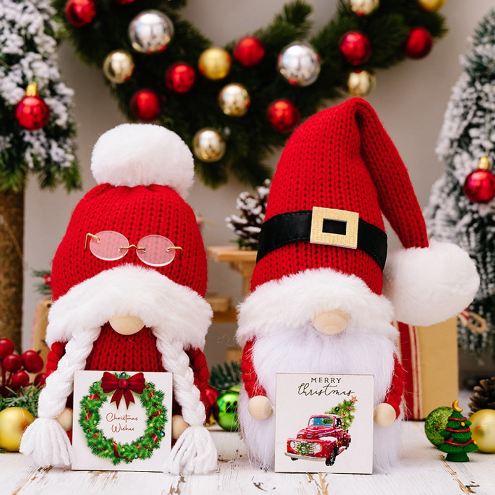 2 Pack Scandinavian Santa Elf Dolls Christmas Gnome Plush Decorations ...