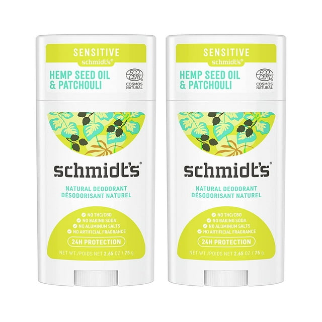(2 Pack) Schmidt's Natural Deodorant for Sensitive Skin, Patchouli ...