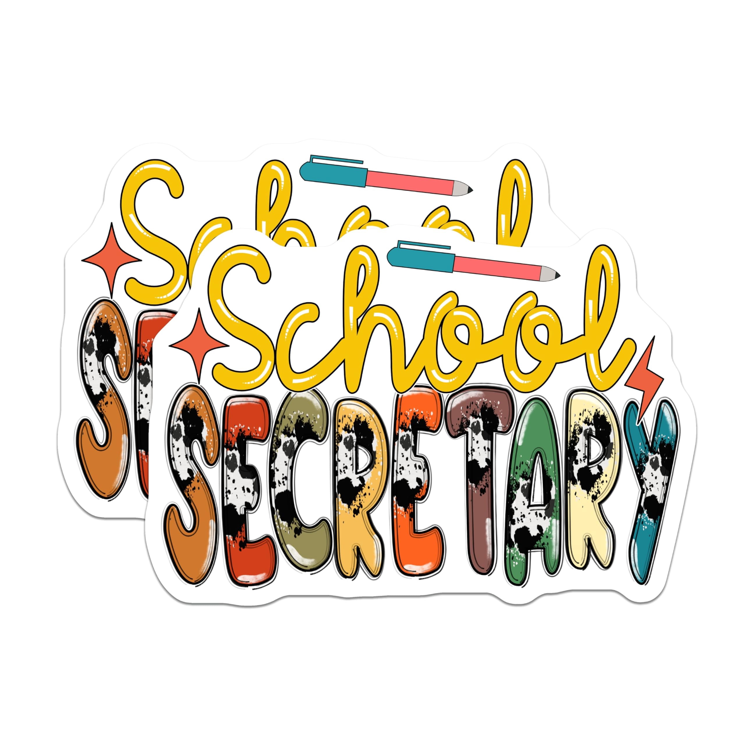 (2 Pack) School Secretary Stickers - Appreciation Gift - Admin Stickers ...