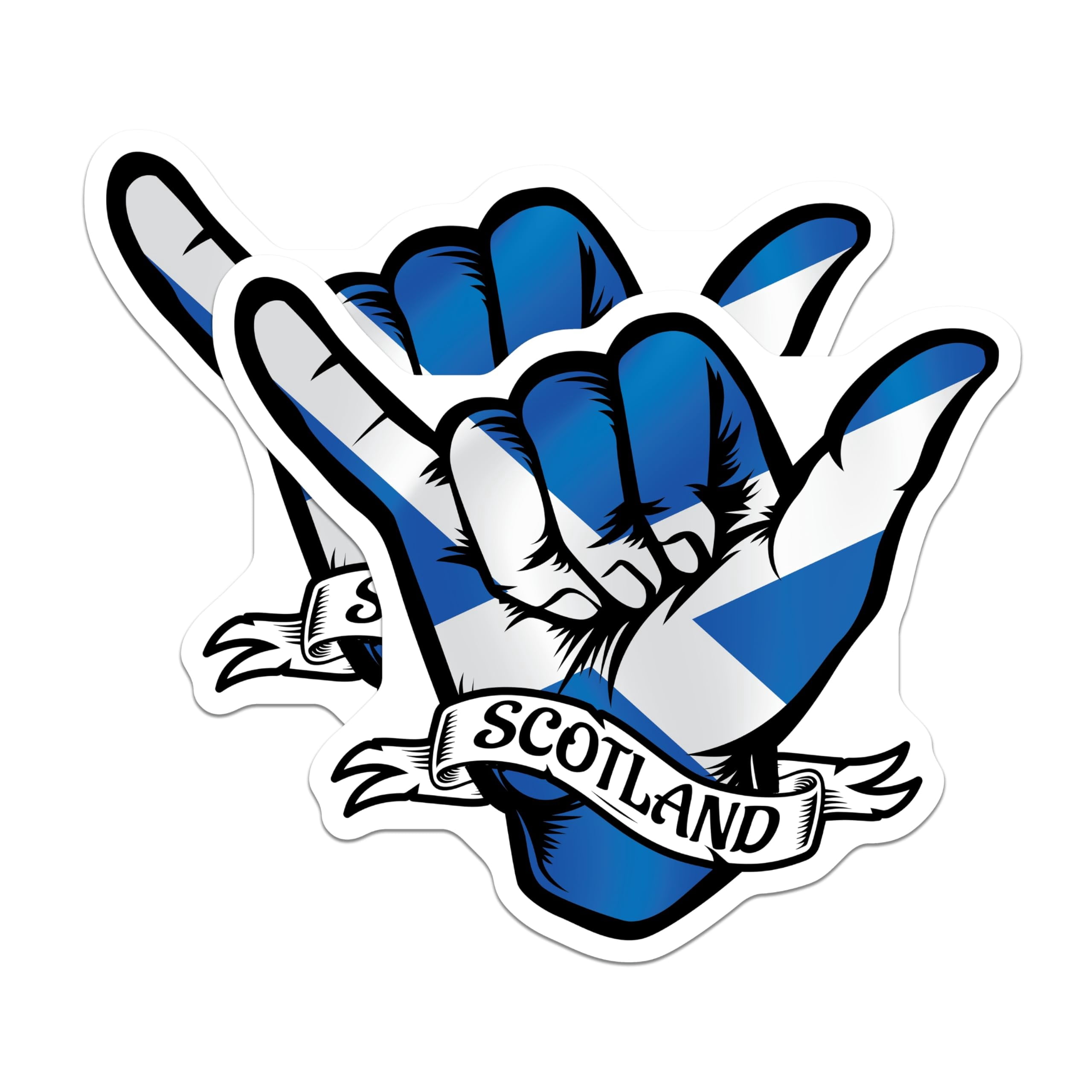 (2 Pack) Scotland Flag Stickers - Shaka Sign Decals - Scottish Pride ...