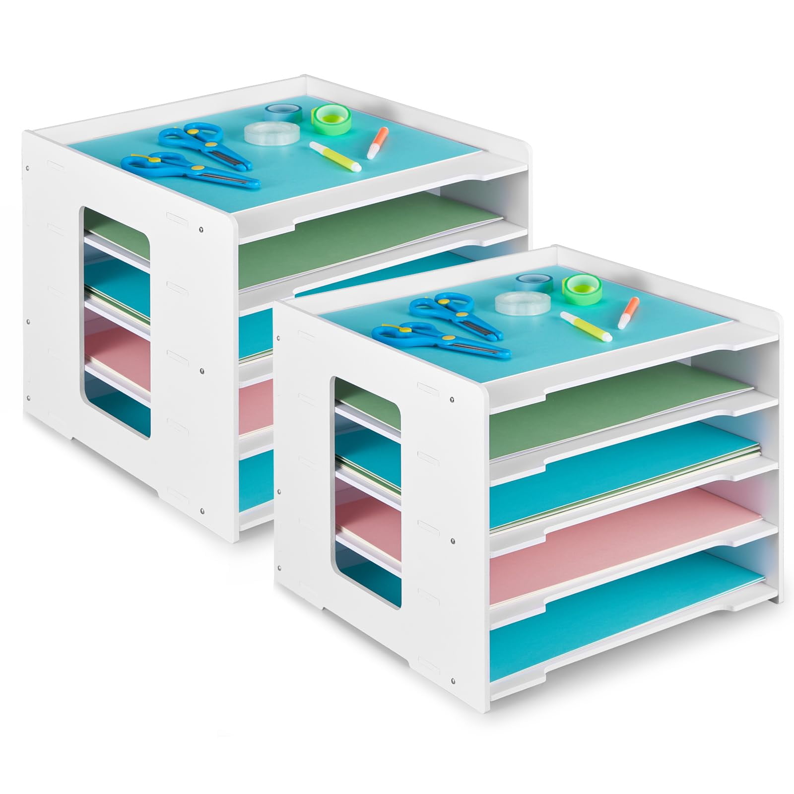 2 Pack Scrapbook Paper Organizer 12.6 x 12.6 x 11 Inches 5 Tier File ...